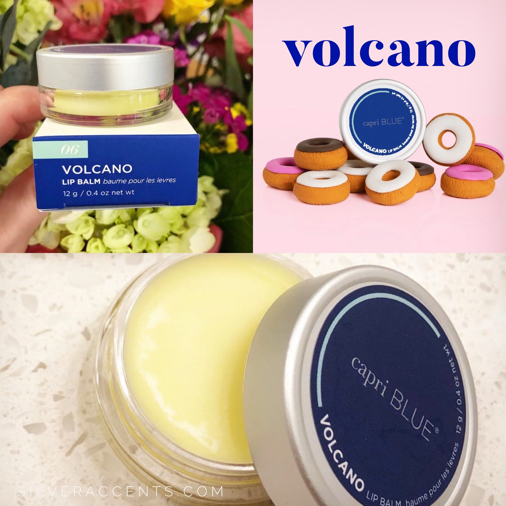 CAPRI BLUE Signature VOLCANO .42oz. Lip Balm – Silver Accents