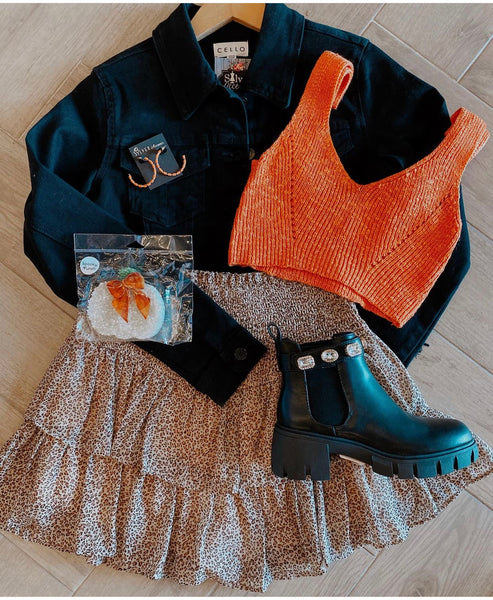 Emery Park BOOSTER Sweater Knit Crop Top – Silver Accents