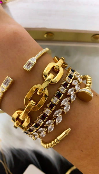 BRACHA Gold BREAKING CHAINS Link Cuff Bracelet – Silver Accents