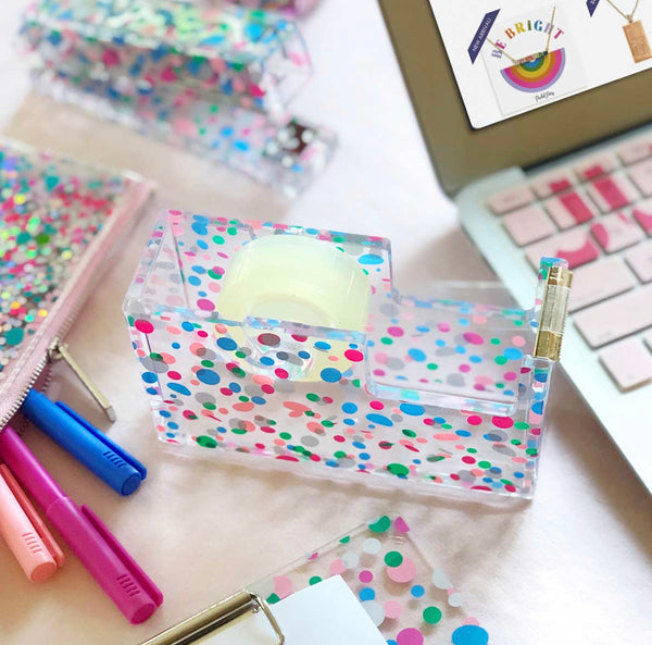 PACKED PARTY COVERED In CONFETTI TAPE DISPENSER – Silver Accents