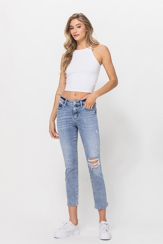 VERVET MidRise CARLENE Slim Straight Jean – Silver Accents